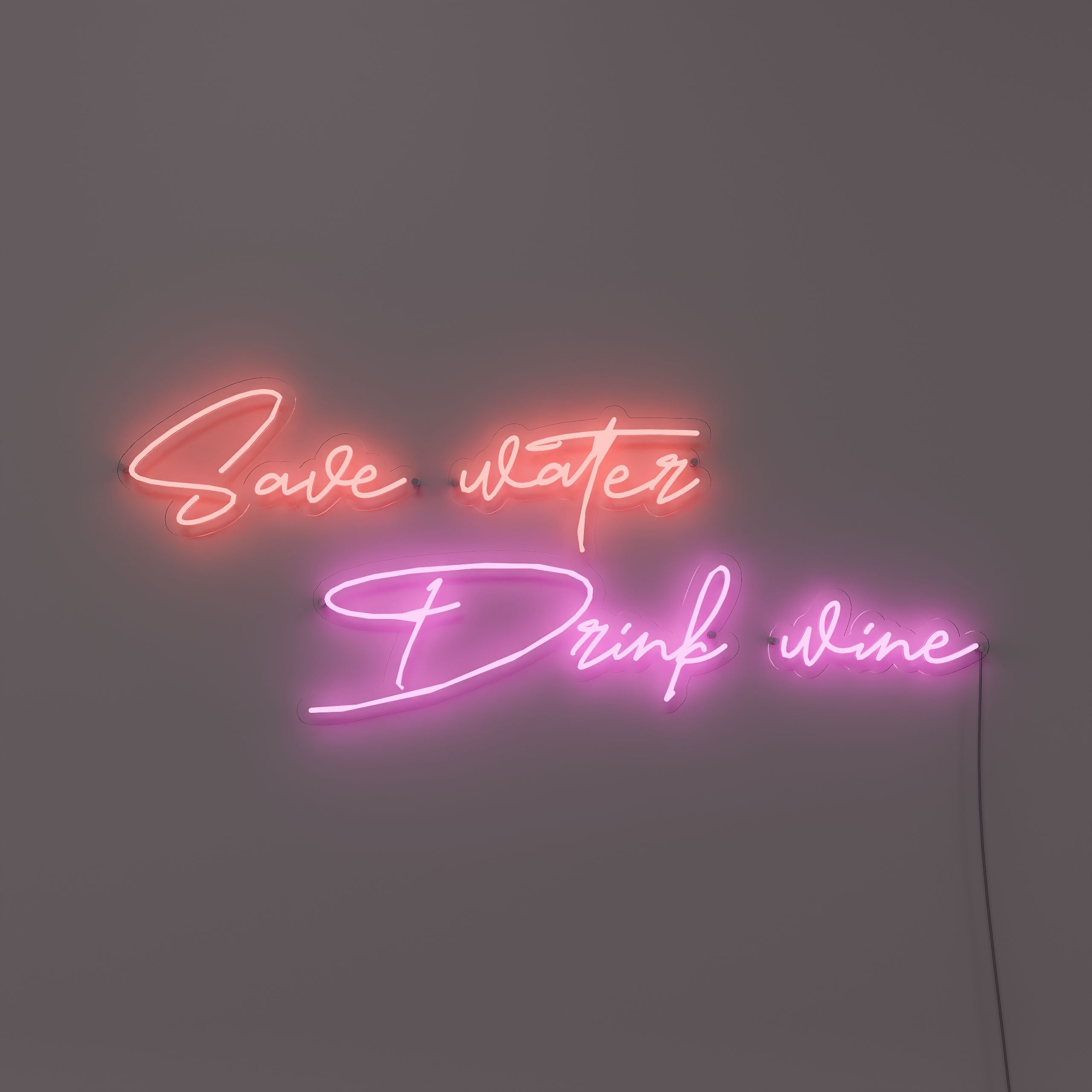 Wine Neon Sign Save Water Drink Wine — NeonsignLife™ | Custom LED Neon ...
