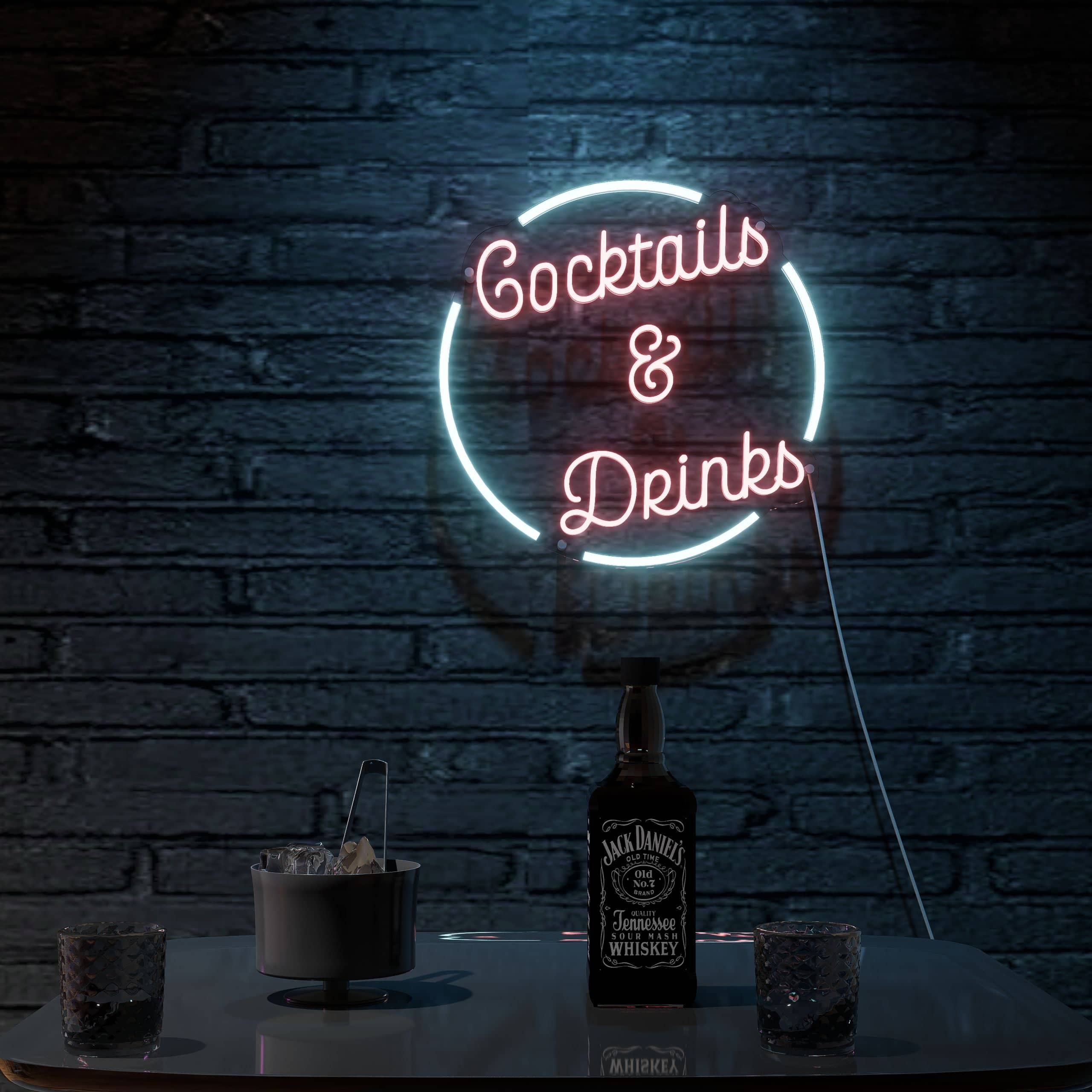 Cocktails neon sign Cocktails & Drinks — Custom LED Neon Sign & Wall ...