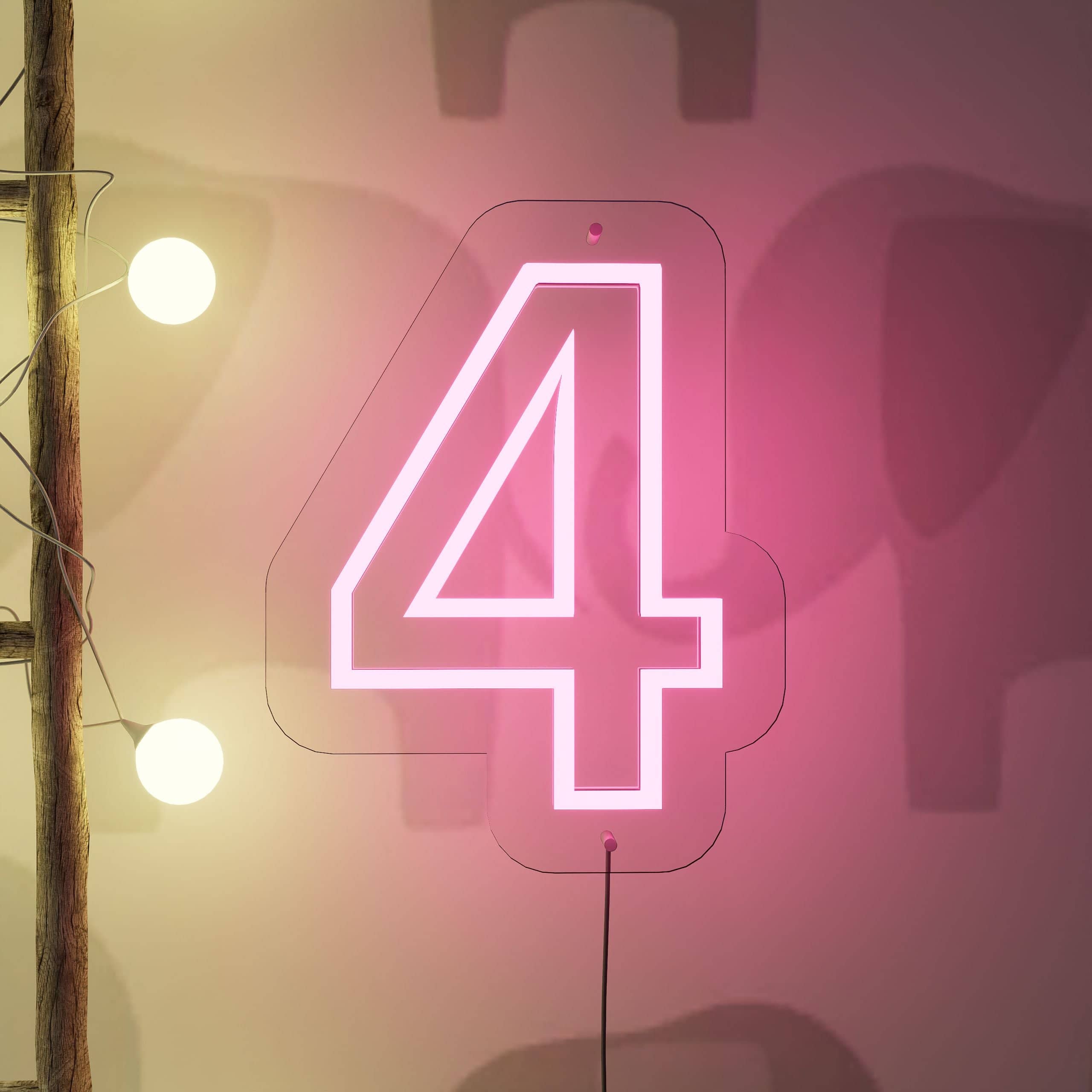 Neon Birthday Sign Number Four — NeonsignLife™ | Custom LED Neon Sign ...