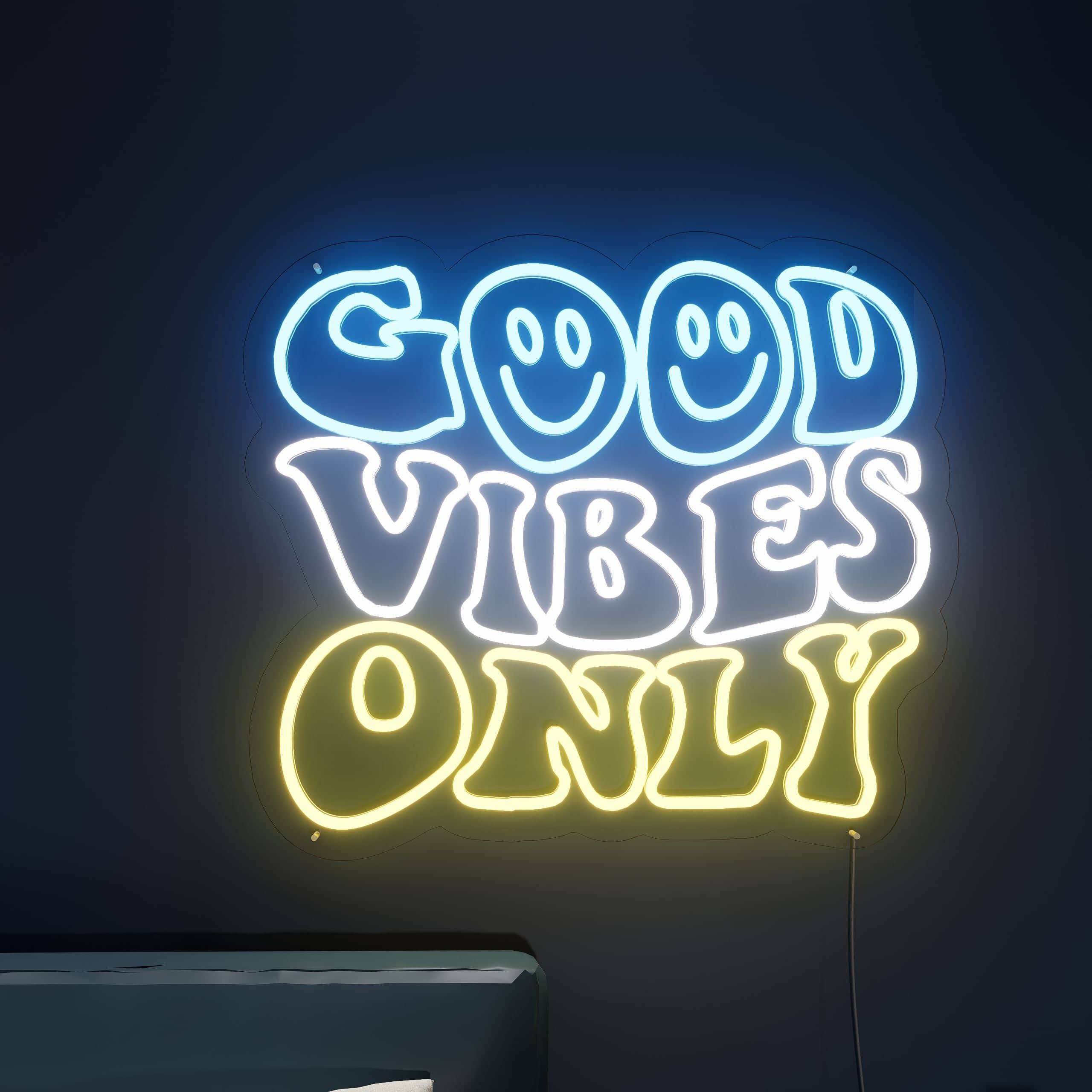Good Vibes Only Signs Smiley — NeonsignLife™ | Custom LED Neon Sign ...